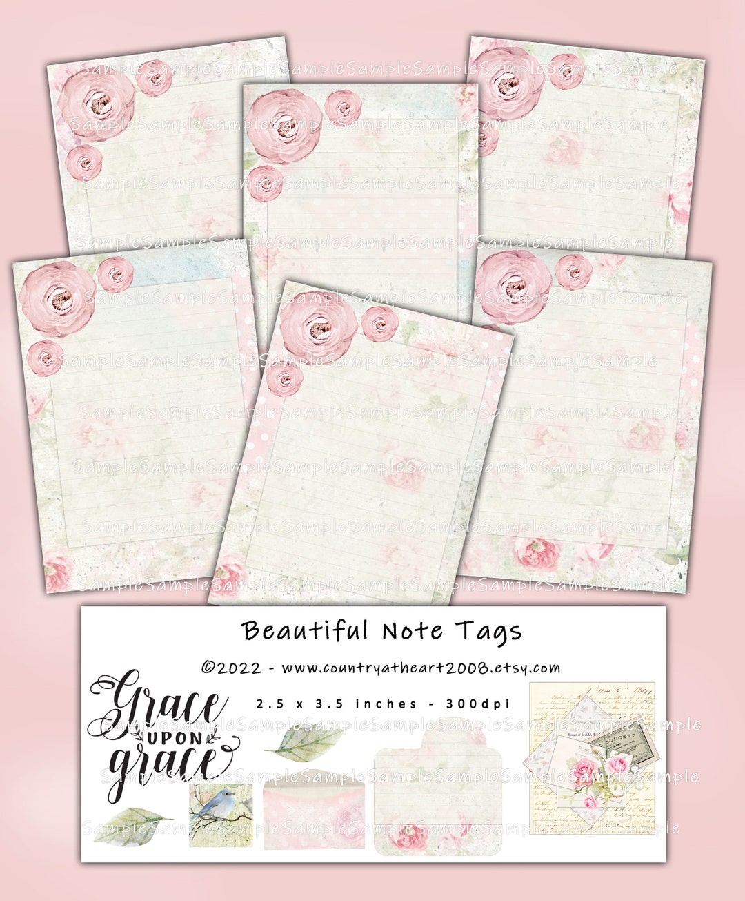 Beautiful Note Tags - Instant Download Jewelry Holder - Gift Tag - 2.5 ...