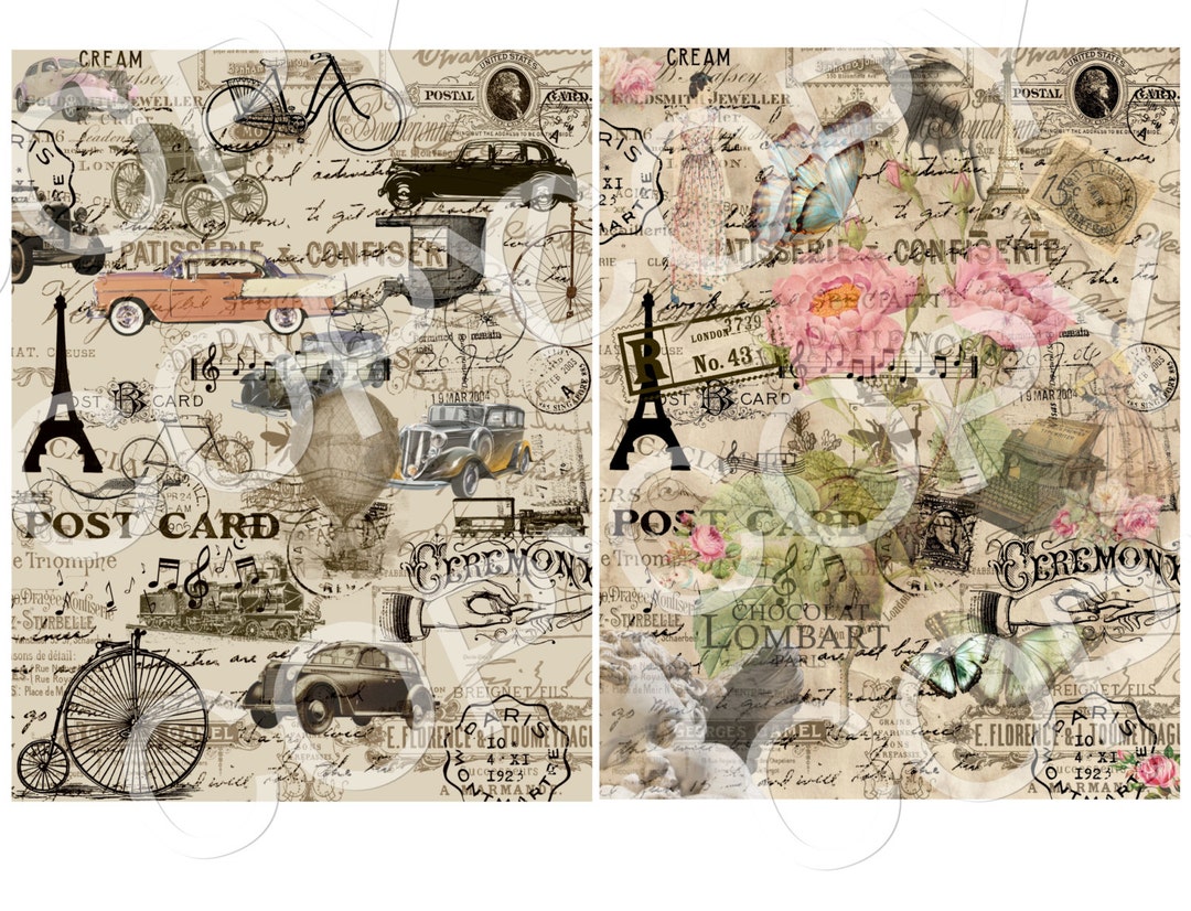 Vintage Collage Papers - Printable Digital Collage Sheets -digital ...