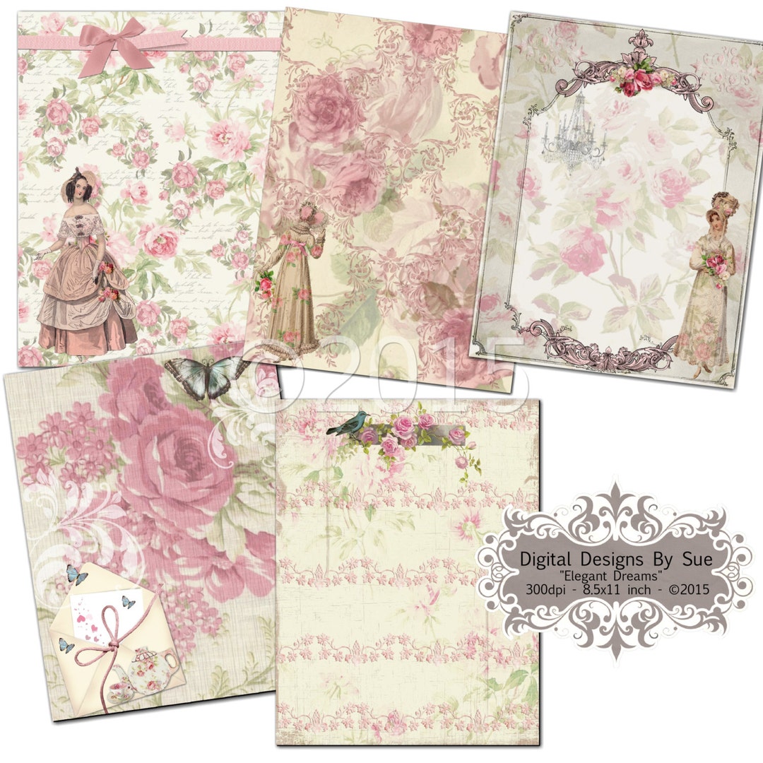 Elegant Dreams - Jane Austen - Paper Pack - Printable Digital Collage ...