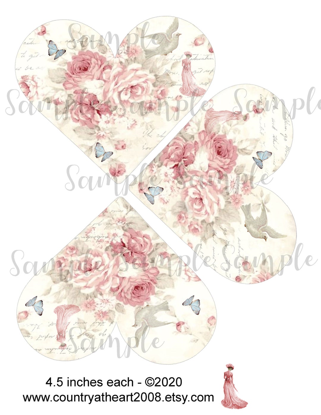 Lovely Heart - Hang Tags- Printable Digital Collage Sheet - Digital ...
