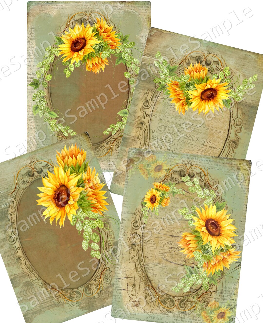 Instant Download Sunflower Serenade 3.5 X 5 Inches - Digital Download ...