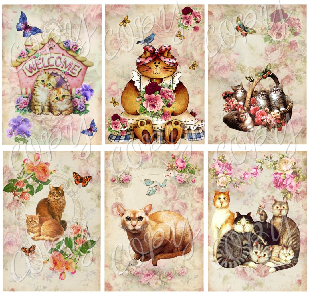 Instant Download - Fancy Cats - ACEO - Digital Download - Printable ...