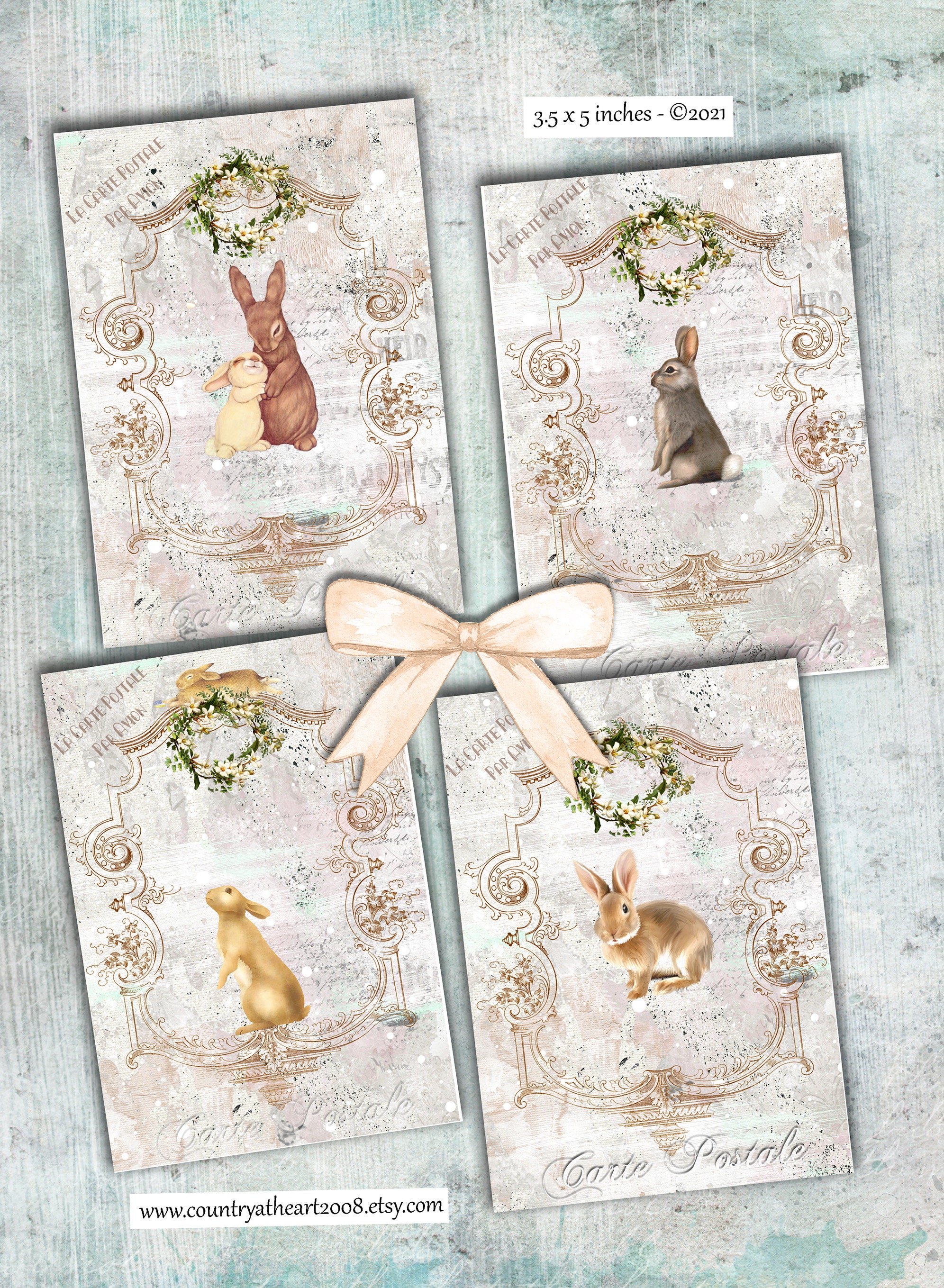 Vintage Rabbit 3.5 X 5 inches Collage Sheet Printable | Etsy