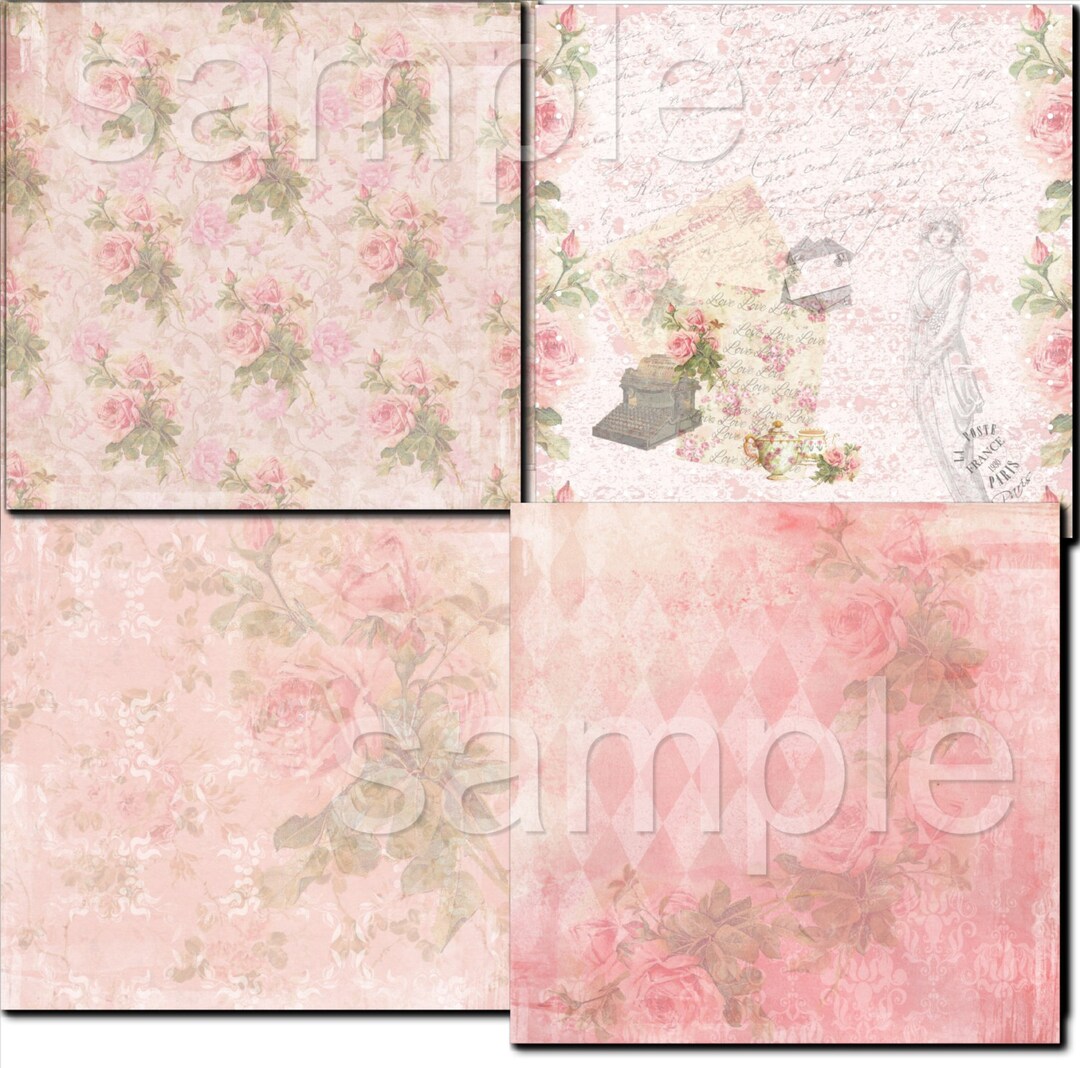 Pink Love Roses - Original Design - Printable Collage Sheets - Digital ...