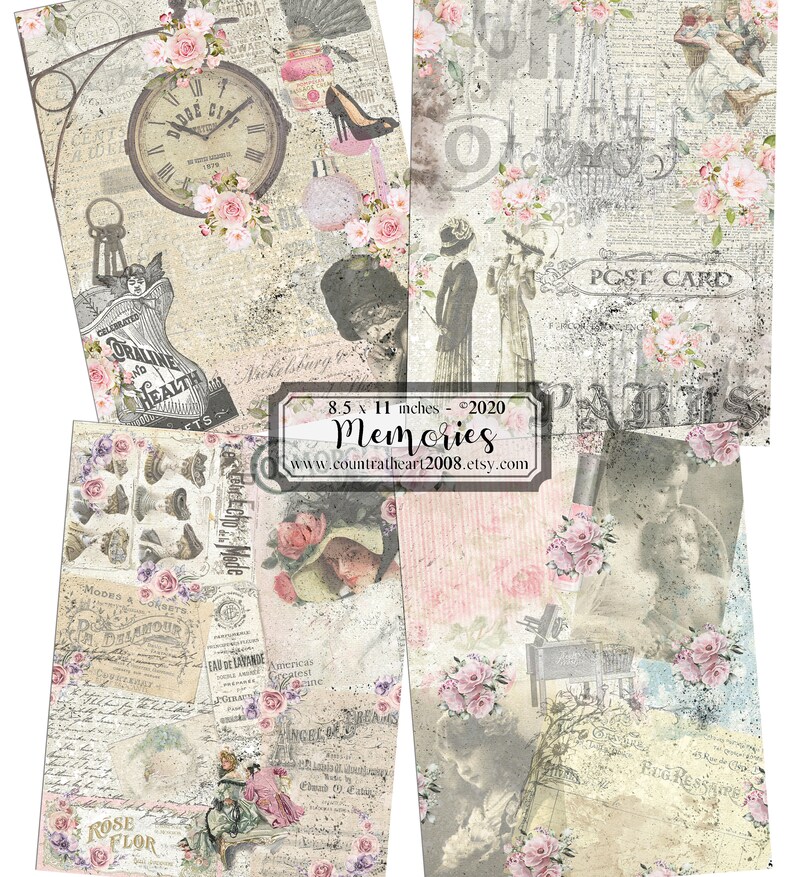 Memories Paper Set 4 Full Size Sheets of Printable Papers | Etsy