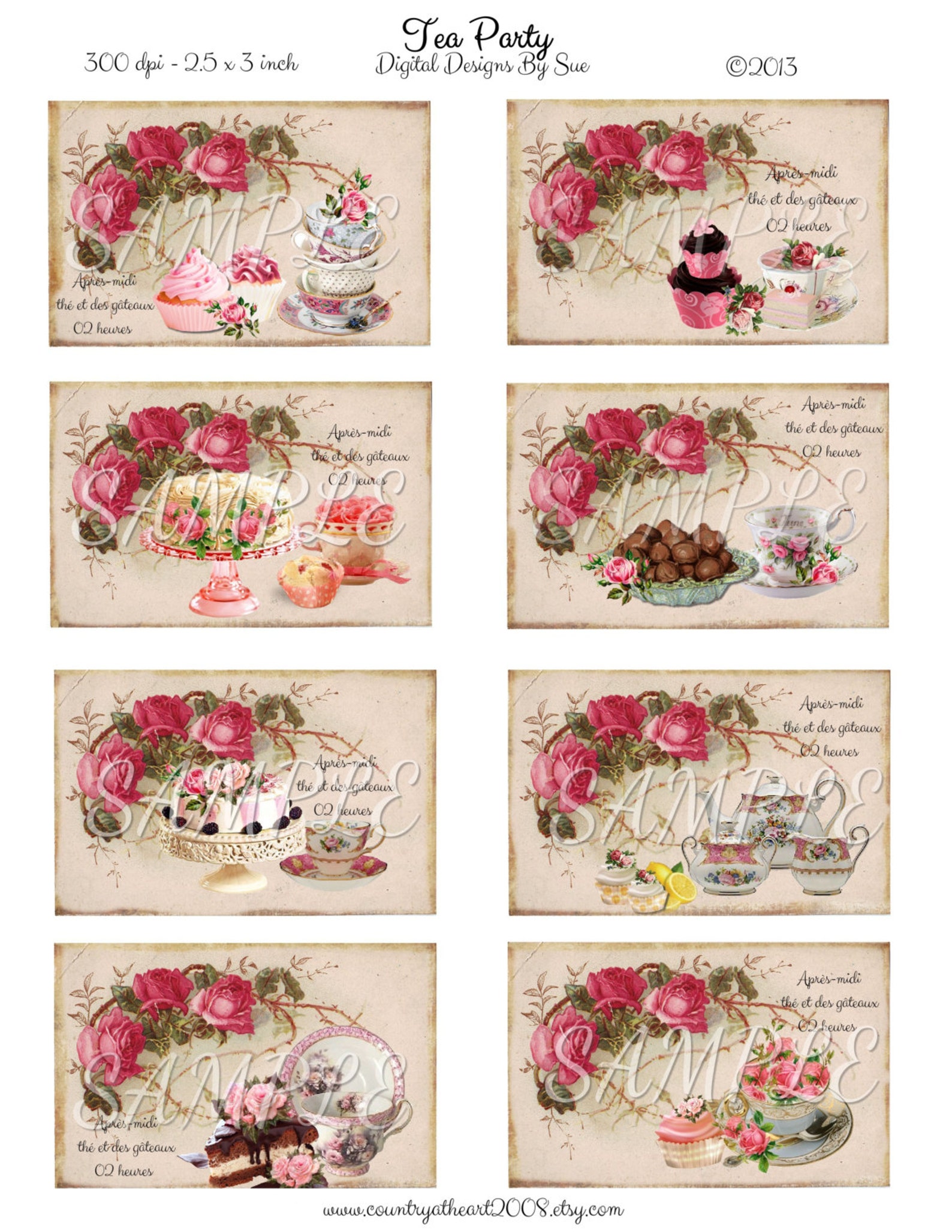 Instant Download Tea Party Collage Sheet Printable | Etsy