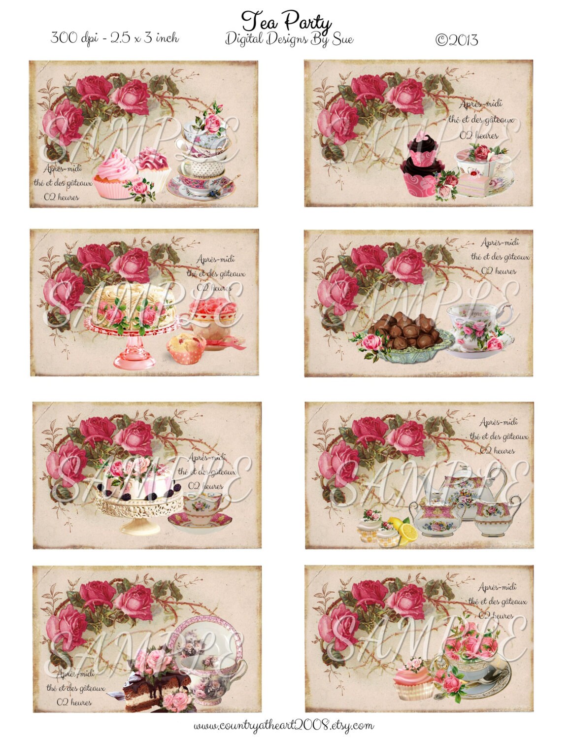 Instant Download Tea Party Collage Sheet Printable | Etsy