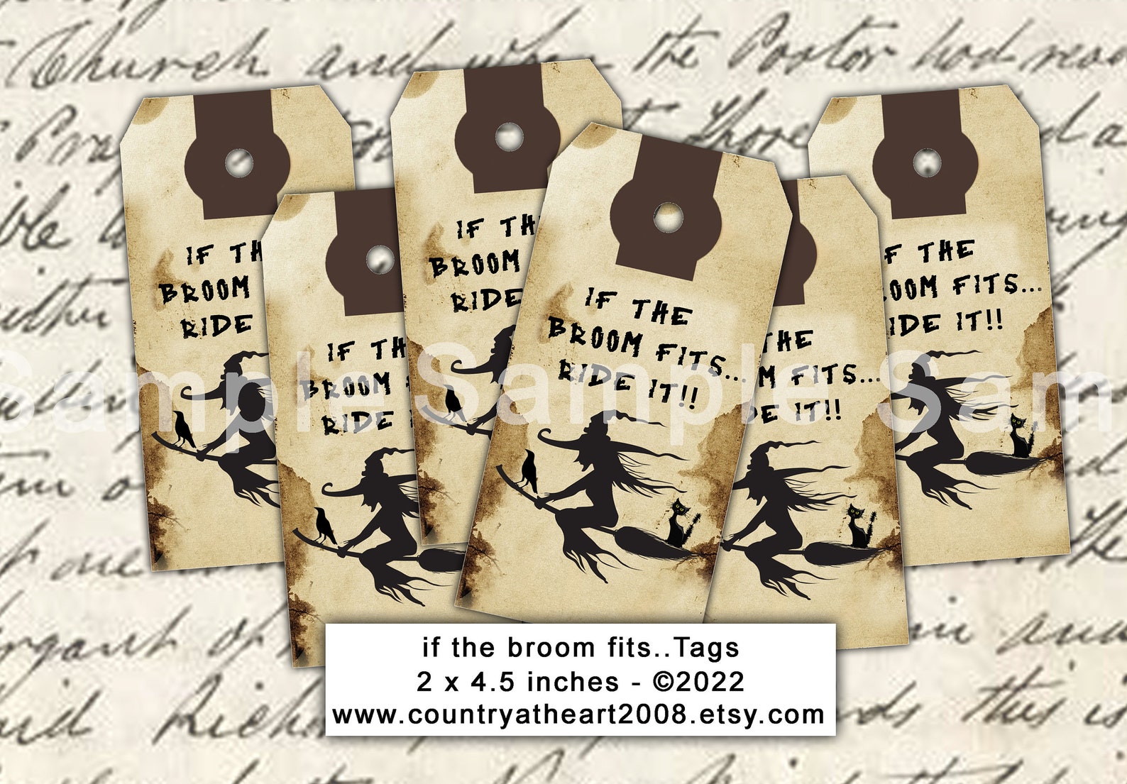 If the Broom Fits... Tags - 2 X 4.5 Inch - Digital Download - Scrapbook ...
