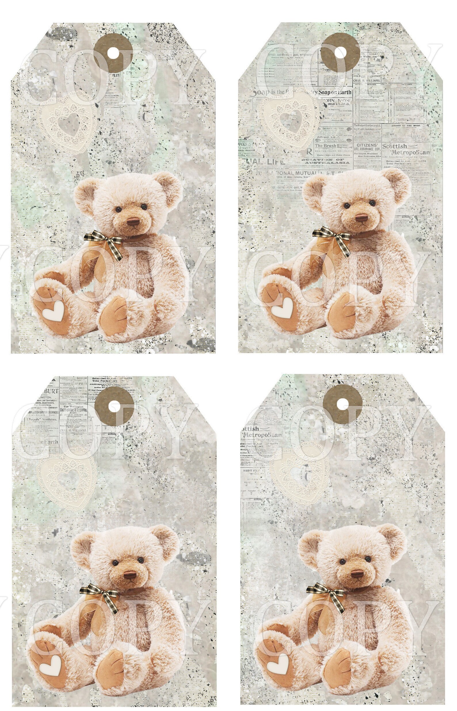 Instant Download Teddy Bear Tags Hang Tags Digital - Etsy