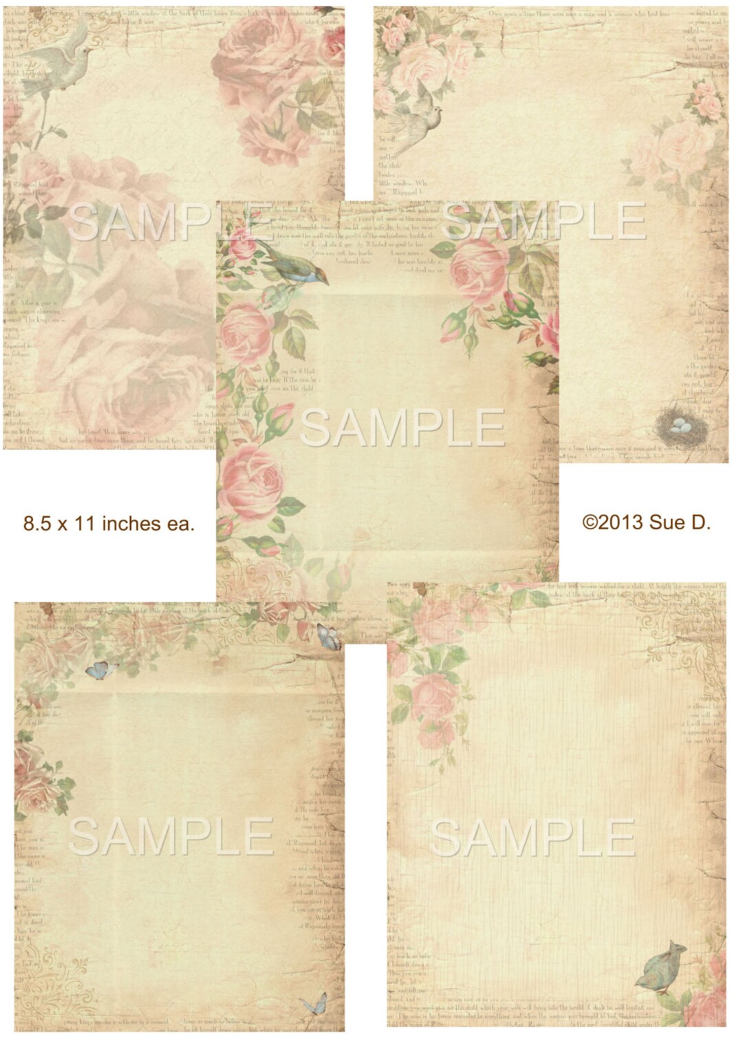 Vintage Childrens Story Papers Scrapbook - Printable Download - Papers ...