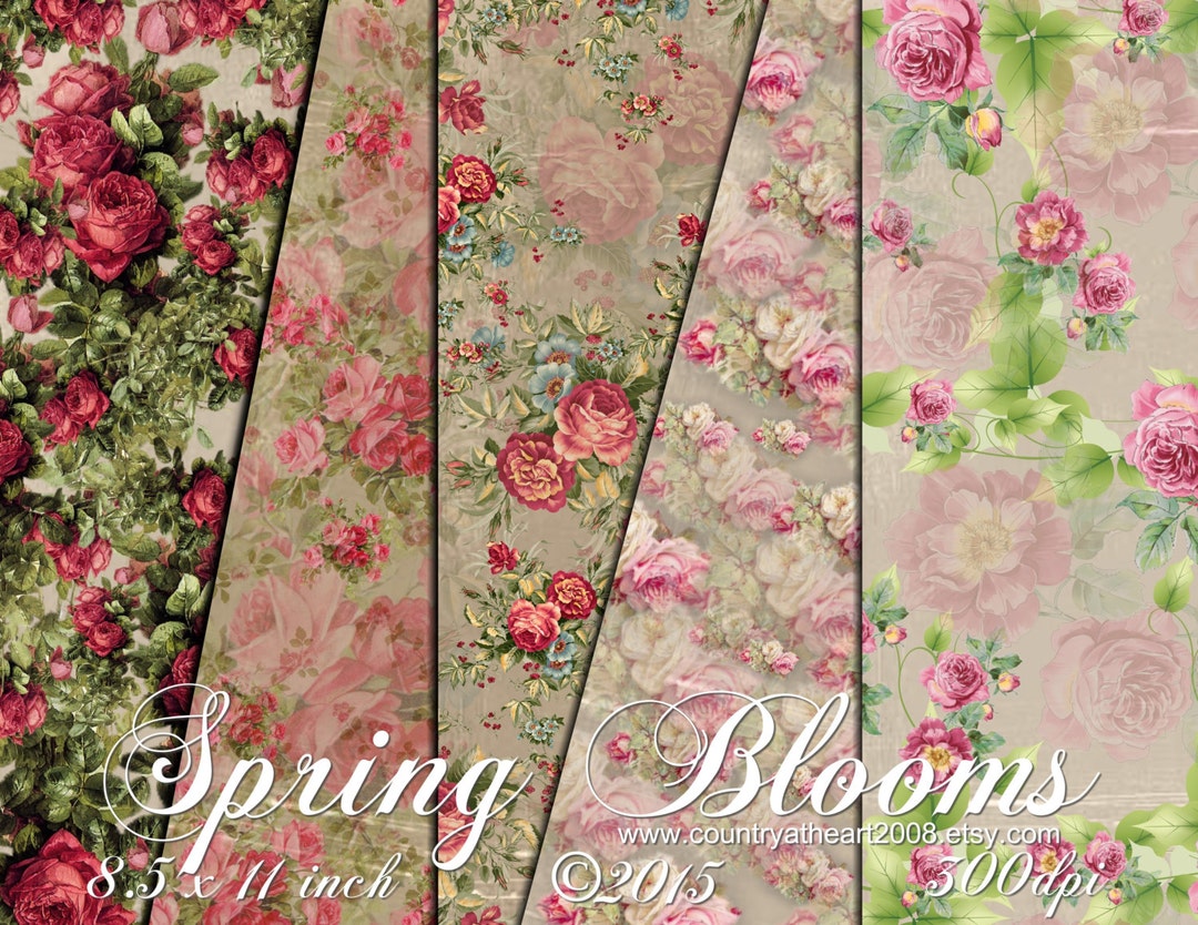 Spring Blooms Paper Pack- Gorgeous Paper Set - Printable Digital ...