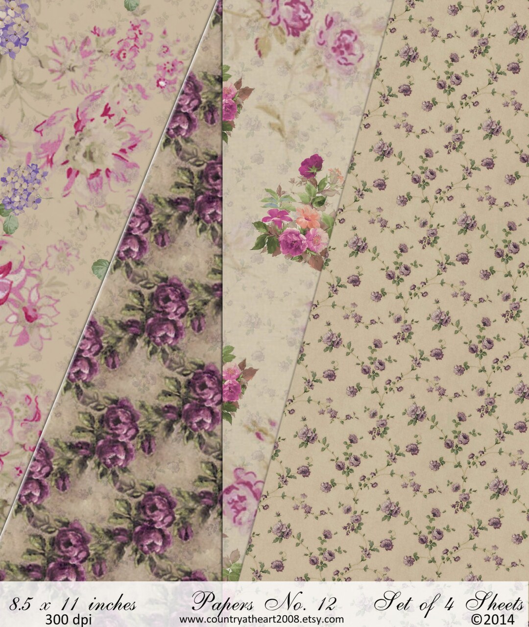 Paper Pack No. 12 - Printable Digital Sheets - Download - Crafts ...