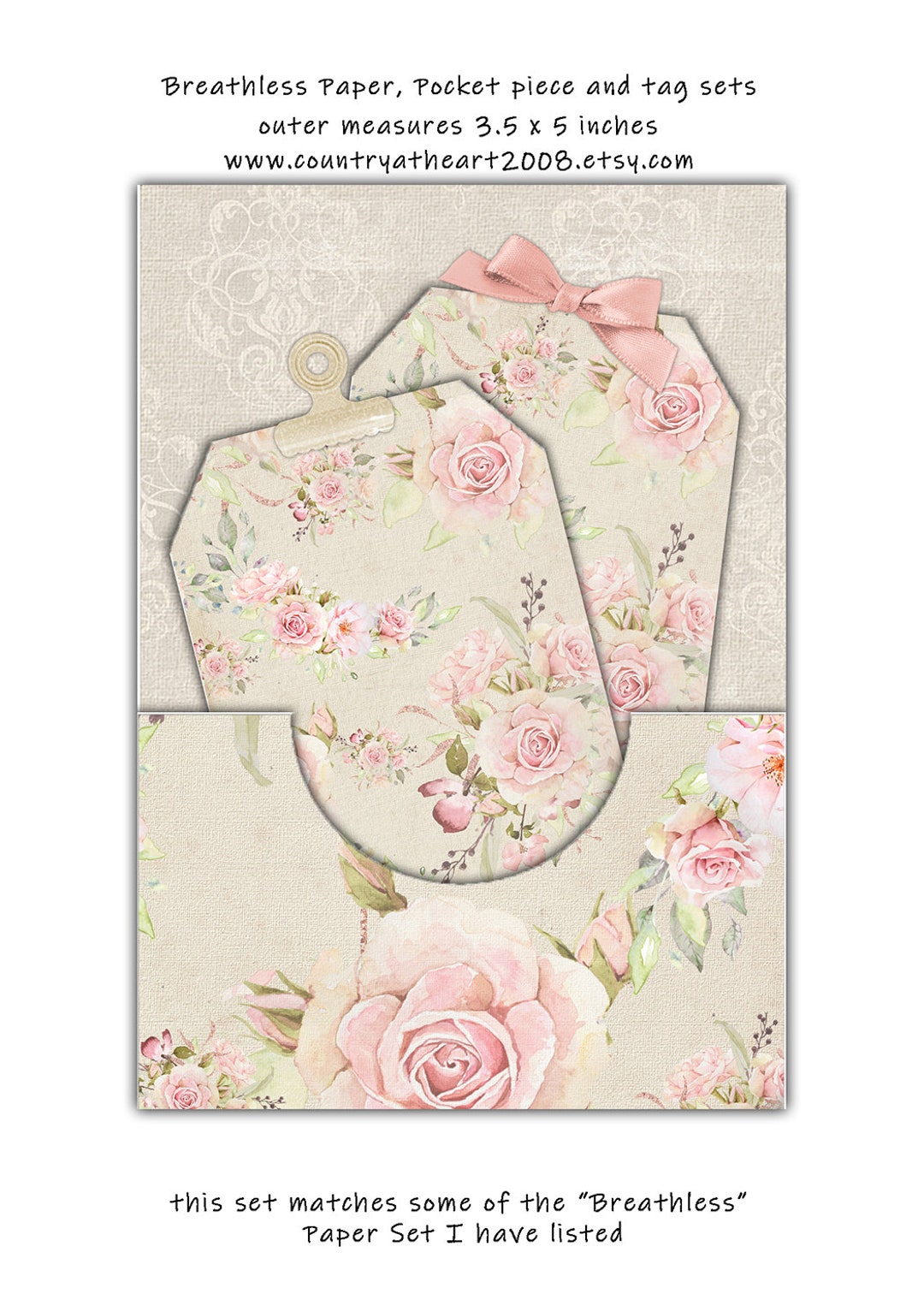 DIY Breathless Paper Pocket and Tag Set of 4 Designs - Digital Download ...