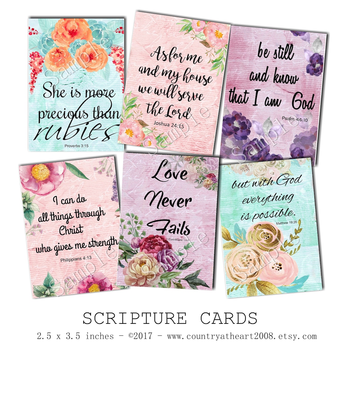 Scripture Cards Printable Digital Collage Sheet Digital | Etsy