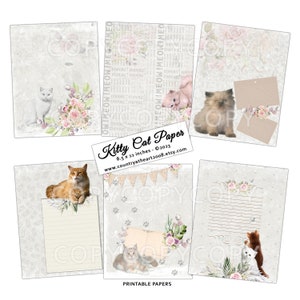 Kitty Cat Papers 6 Full Size Sheets of Printable Papers Digital ...