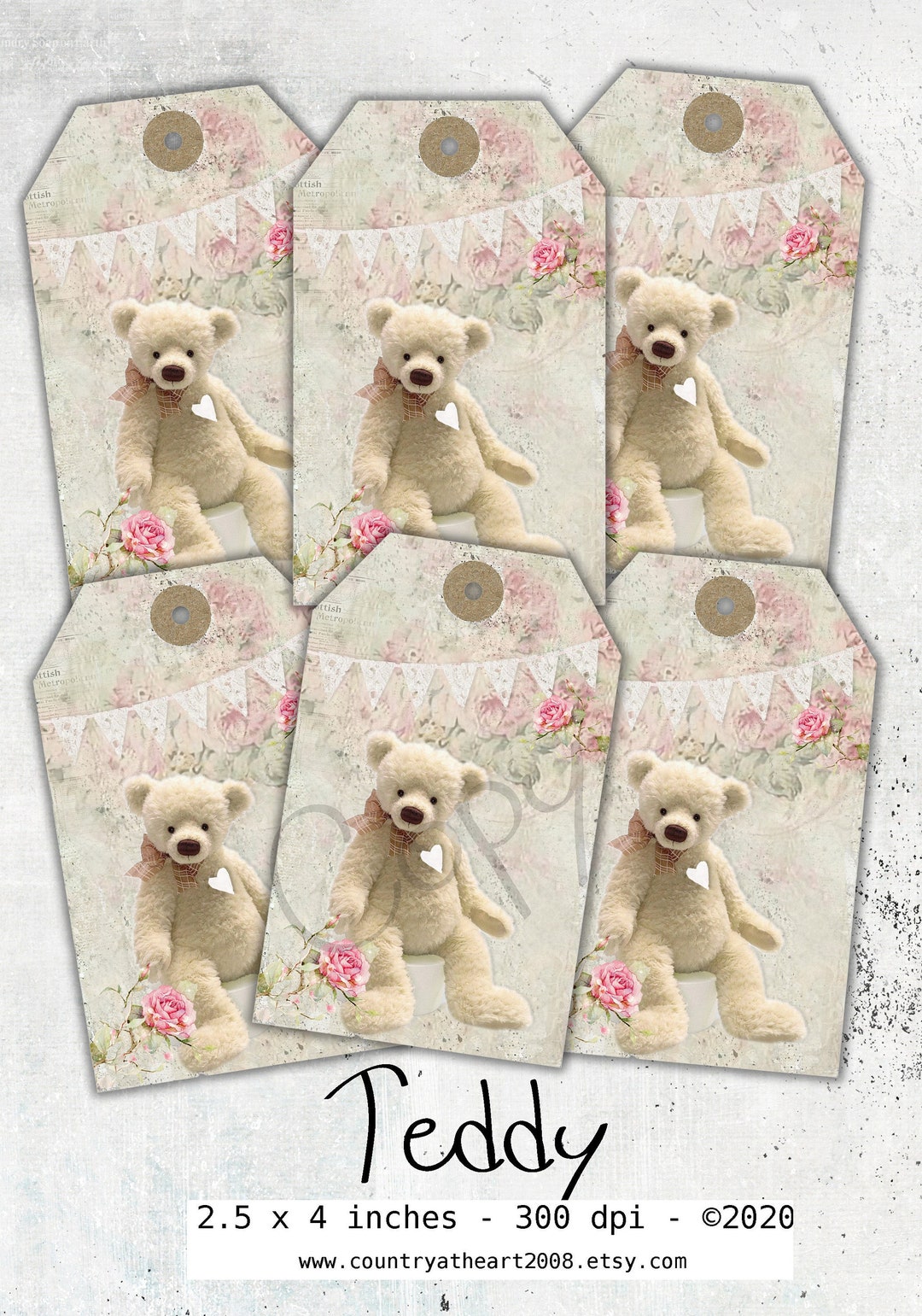 Teddy Bear Tags - Hang Tags - Digital Download - Printable Digital ...