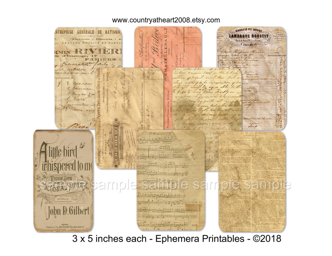 Ephemera Printable - Printable Digital Collage Sheet - Digital Download ...