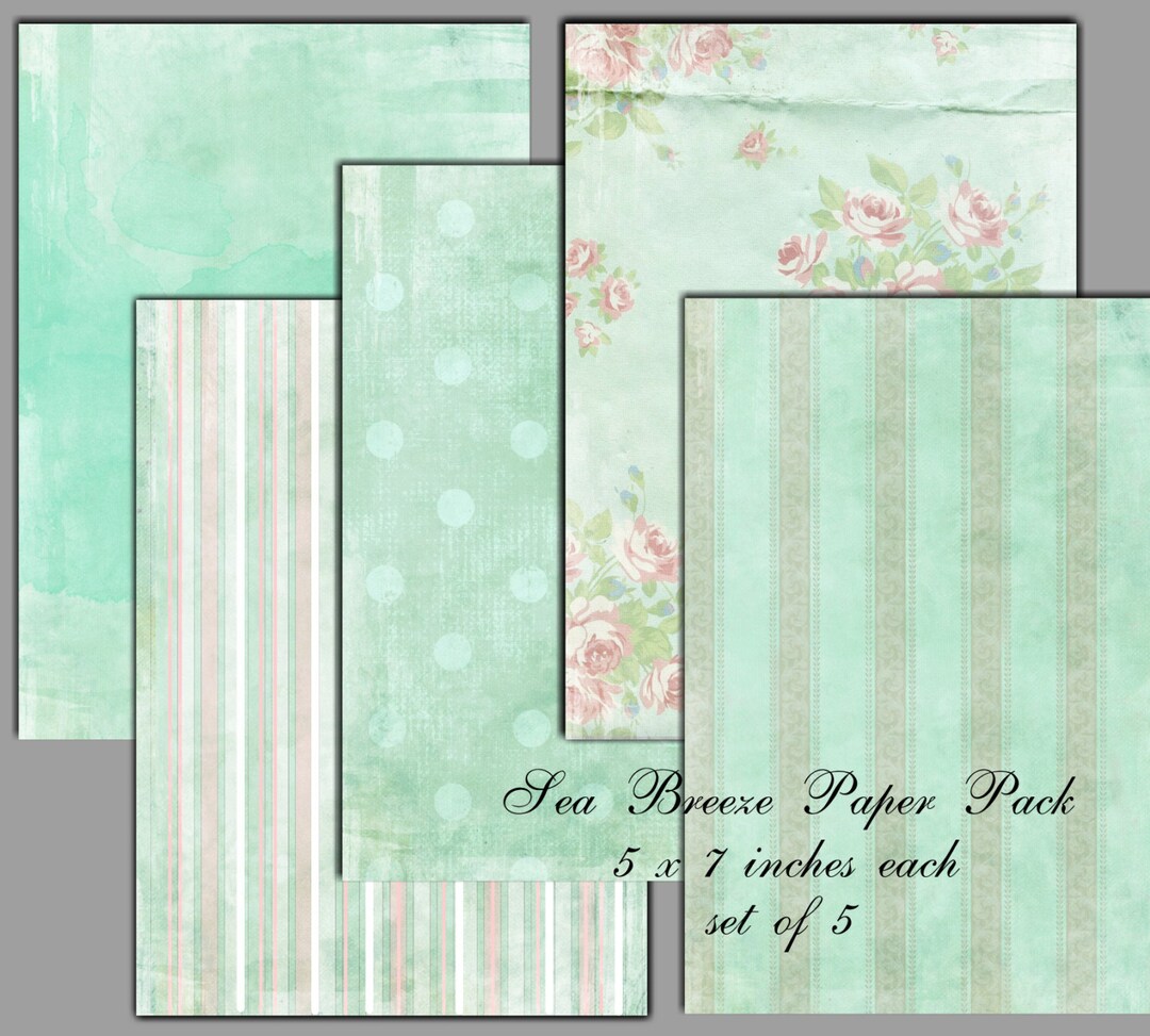 Sea Breeze Paper Pack - 5 X 7 - High Quality Collage Sheet - Printable ...
