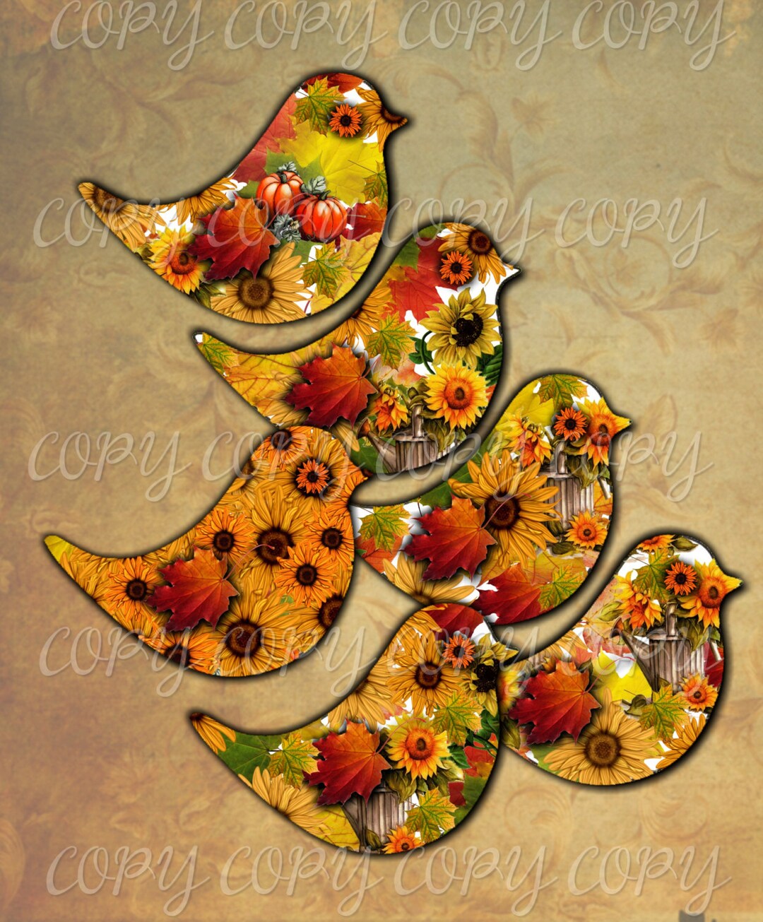 Fall Birds - Printable Digital Collage Sheet - Digital Download - Etsy