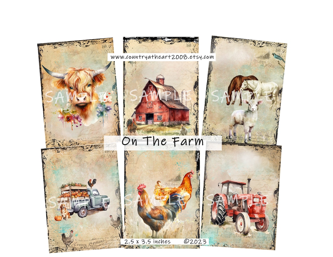 On the Farm - Collage Sheet - Printable Download - Gift Tags ...