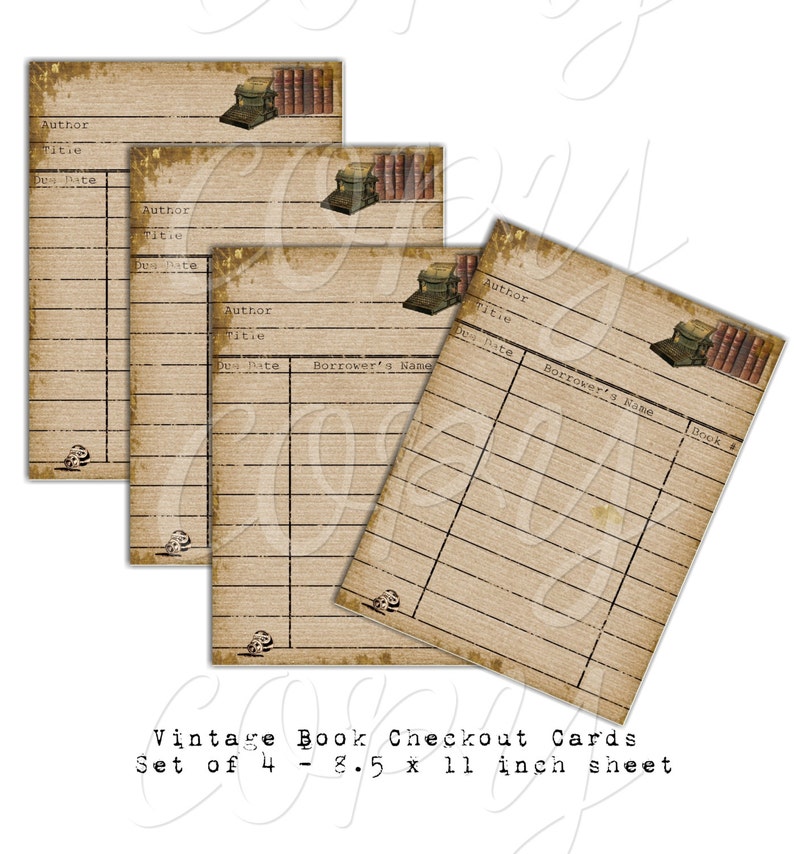 Vintage Book Checkout Cards Printable Digital Collage Sheet - Etsy UK