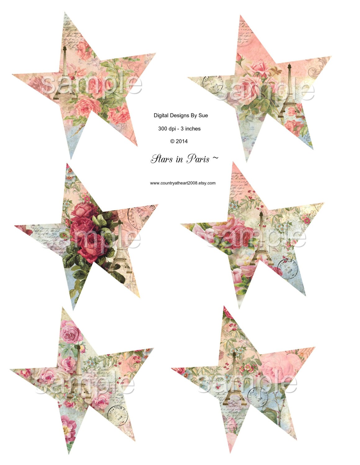 Instant Download Stars in Paris Collage Sheet Printable - Etsy