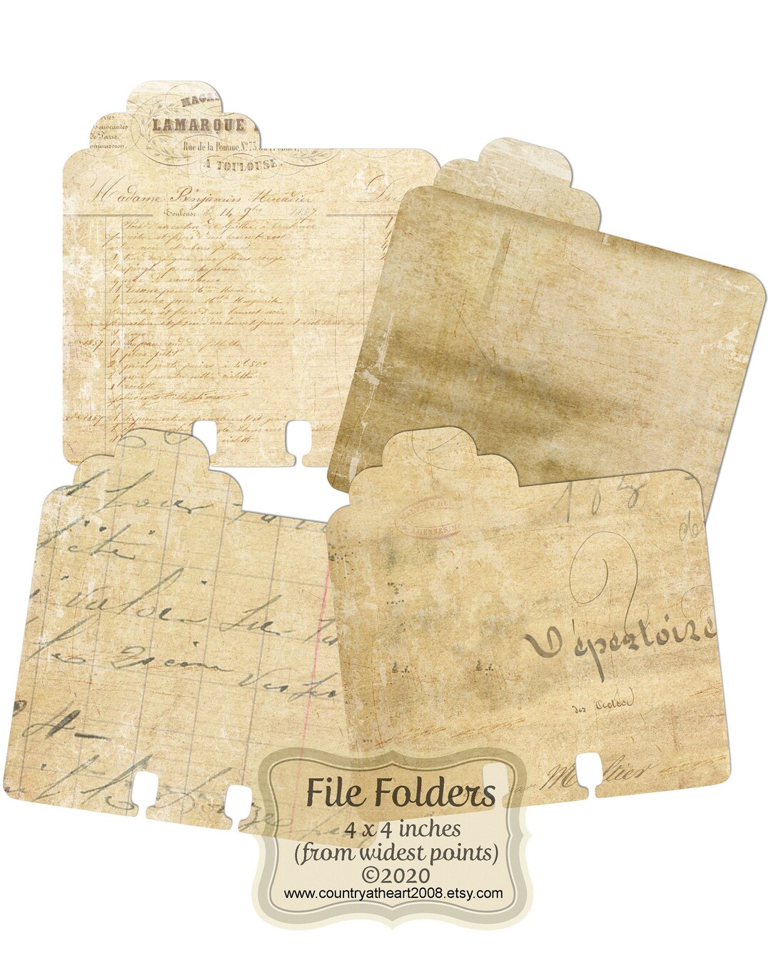 4 Mini File Folders - Journal - Scrapbook - Crafting - Printable ...