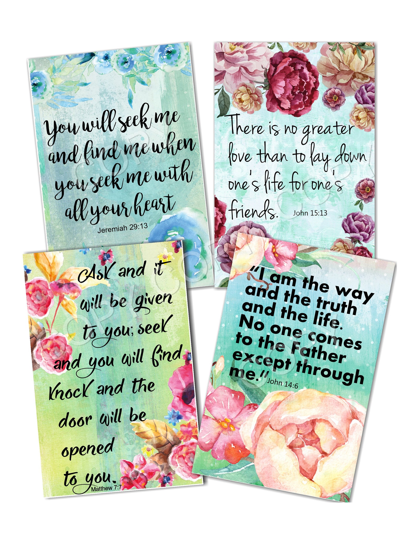 Scripture Cards Printable Digital Collage Sheet Digital - Etsy