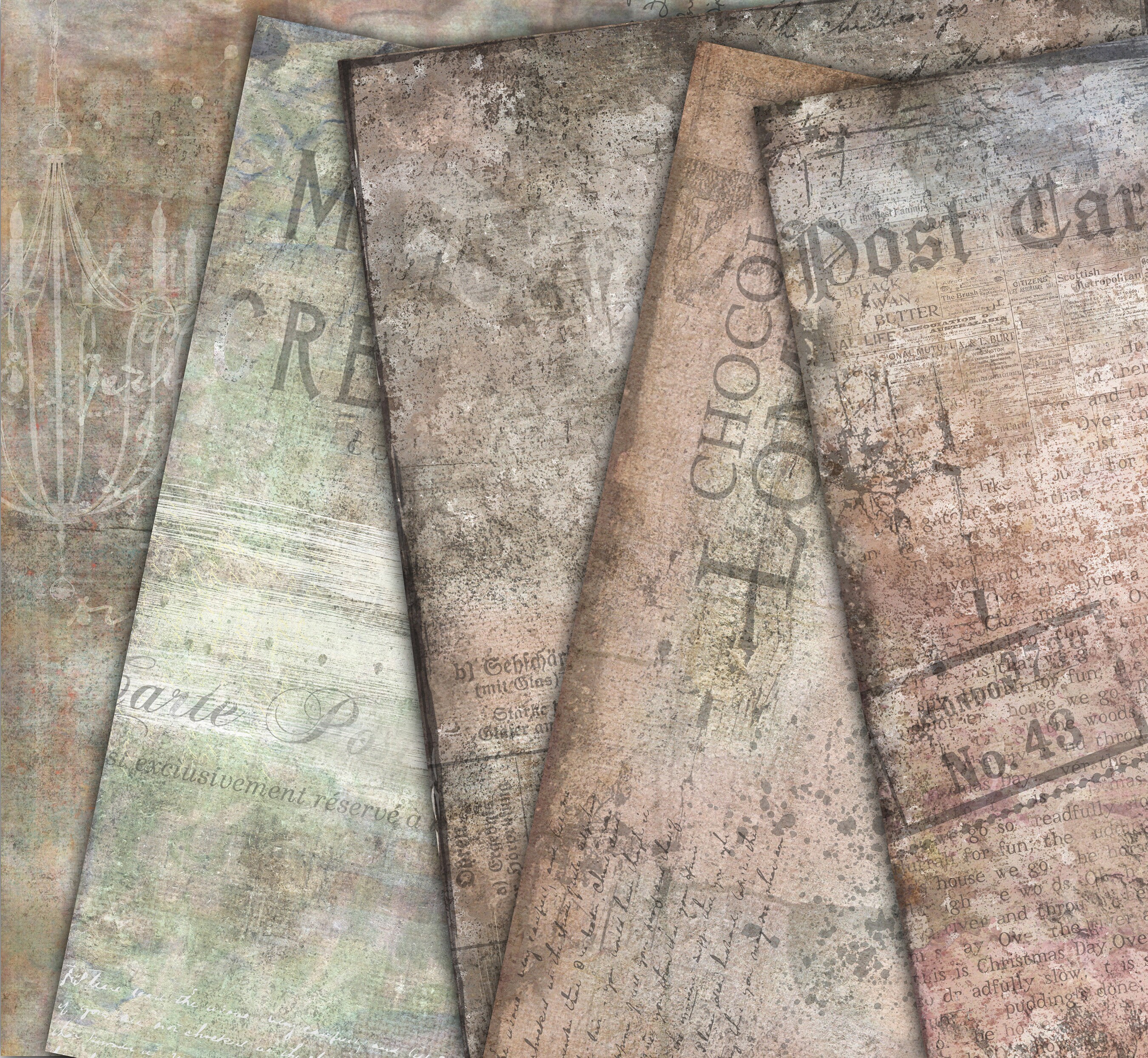 Treasured Times 5 Full Size Sheets of Distressed Ephemera | Etsy