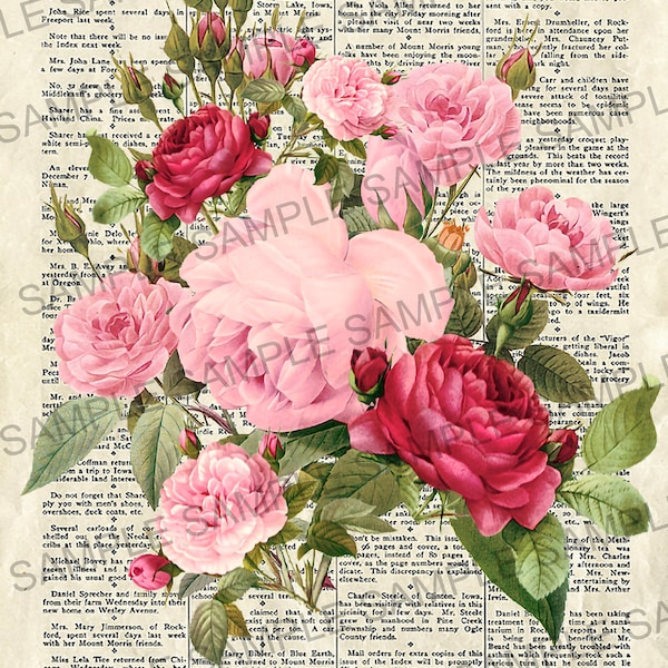 Vintage Rose Paper - Etsy