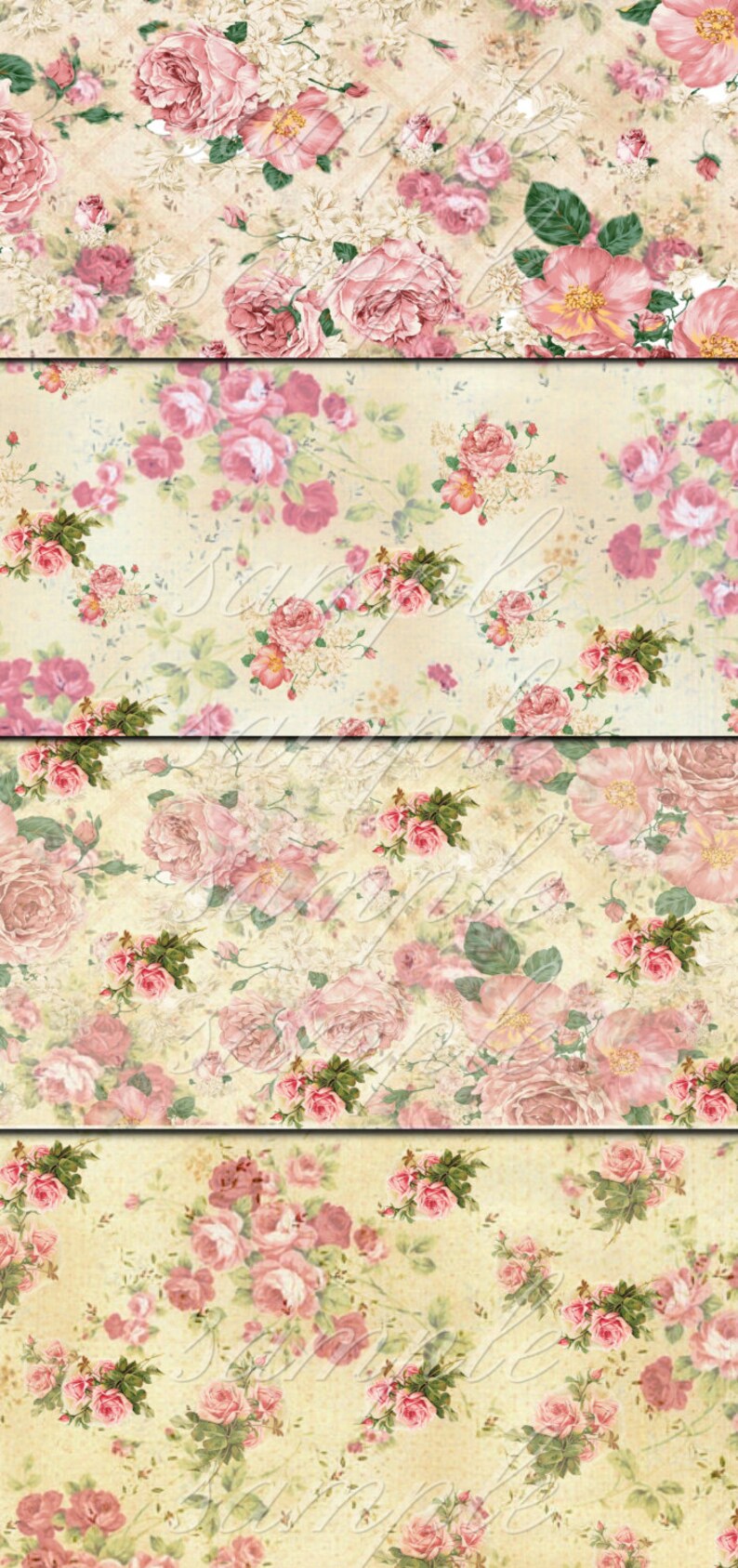INSTANT DOWNLOAD Romantic Rose Papers - Digital Printable Download ...
