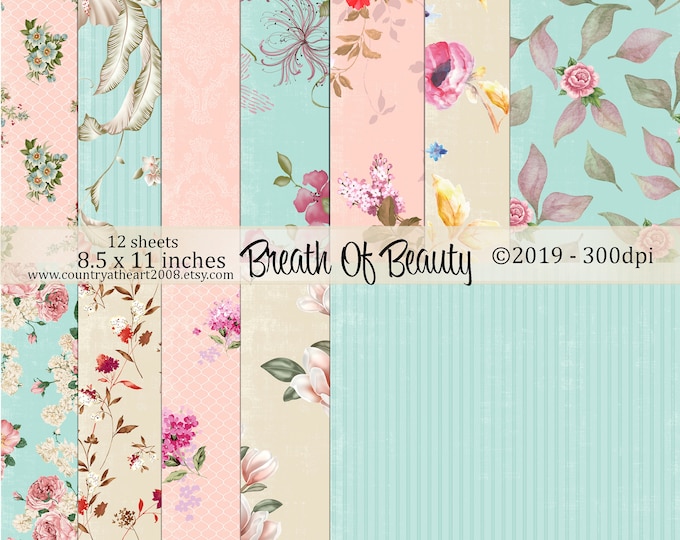 12 Full Size Sheets of Floral Paper Journal Papers - Etsy