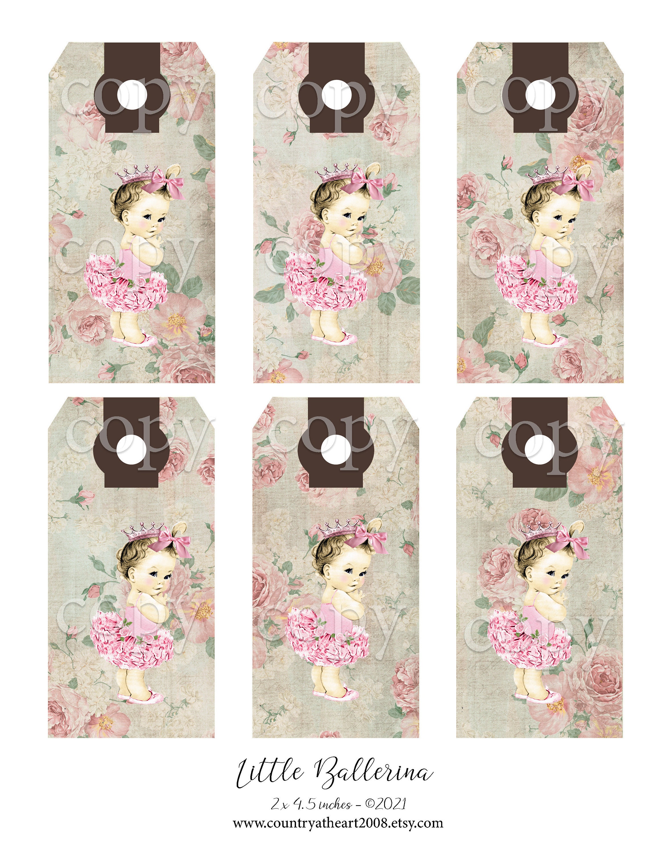 Little Ballerina Tags Printable Digital Collage Sheet | Etsy