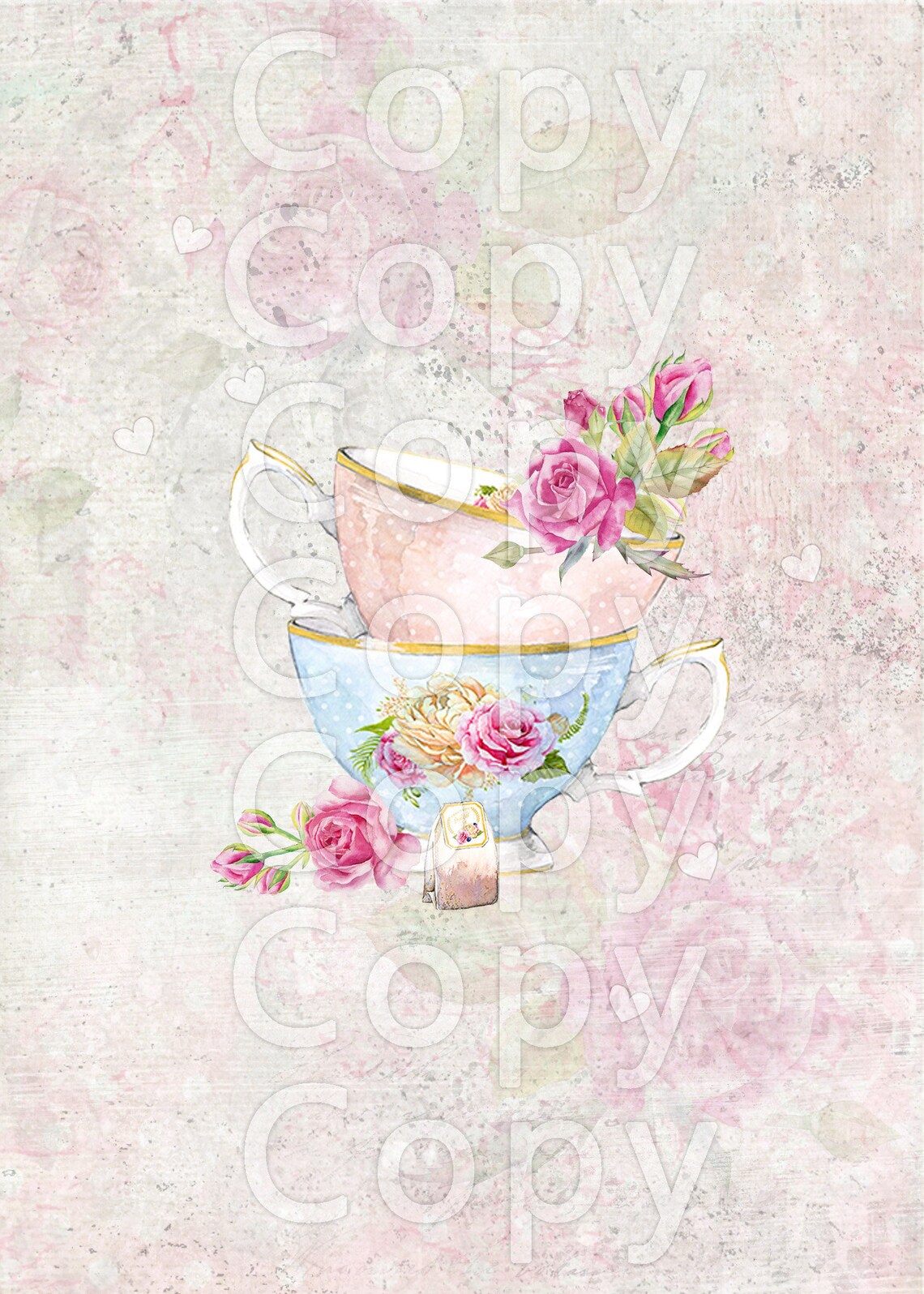 INSTANT DOWNLOAD Shabby Chic Tea Cup and Roses Single - Etsy