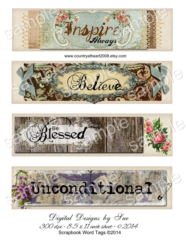 Scrapbook Word Tags High Quality Digital Full Size Sheet - Etsy