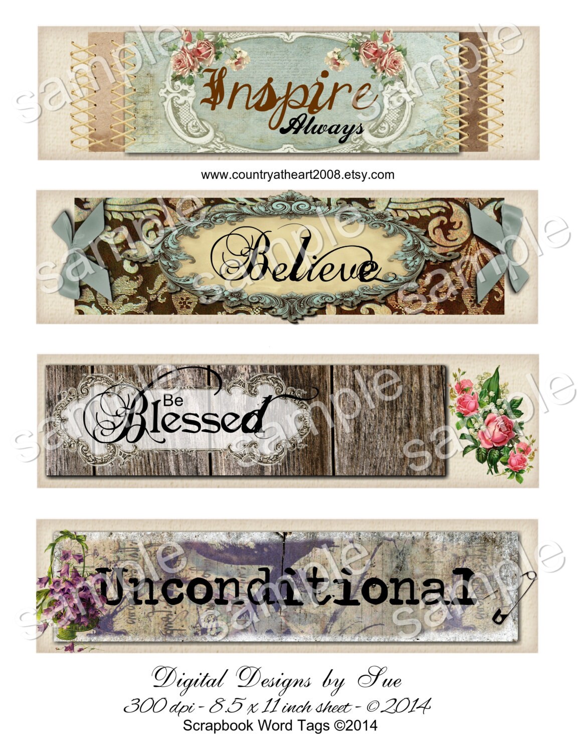 Scrapbook Word Tags High Quality Digital Full Size Sheet - Etsy