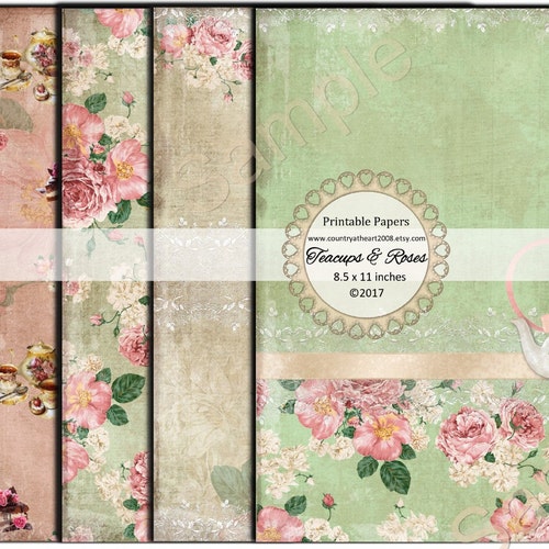 Yellow Digital Paper Rose Digital Paper Pack Floral | Etsy