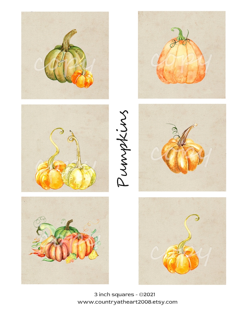 Pumpkins Printable Tags Printable Digital Collage Sheet - Etsy