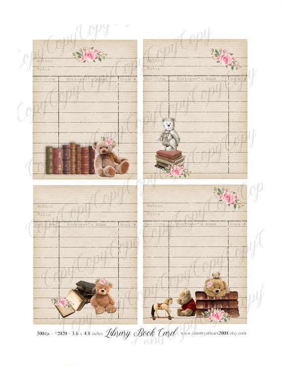 Instant Download Library Book Card Digital Download | Etsy
