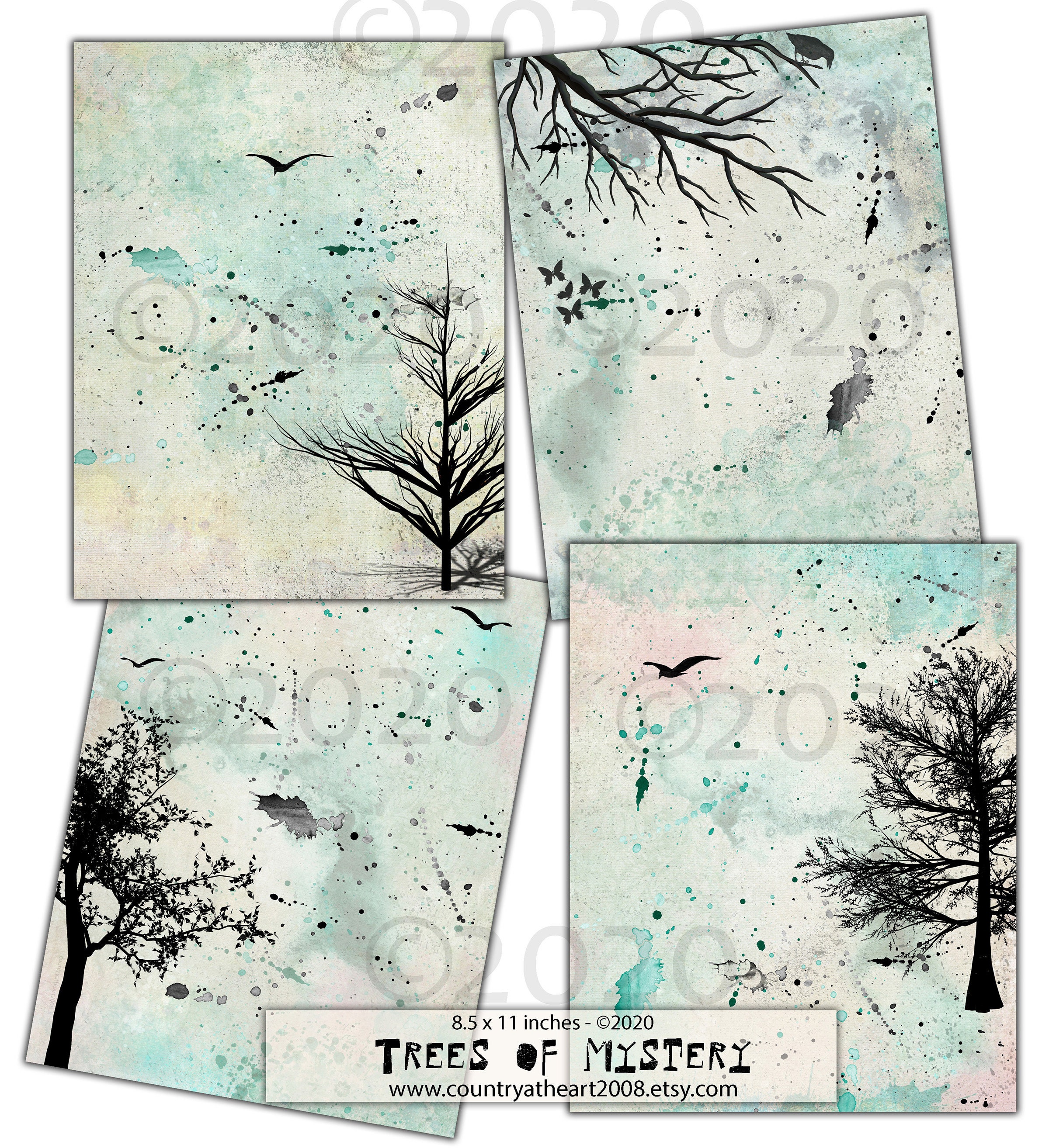 Trees of Mystery Papers Full Size Sheets of Printable Paper | Etsy