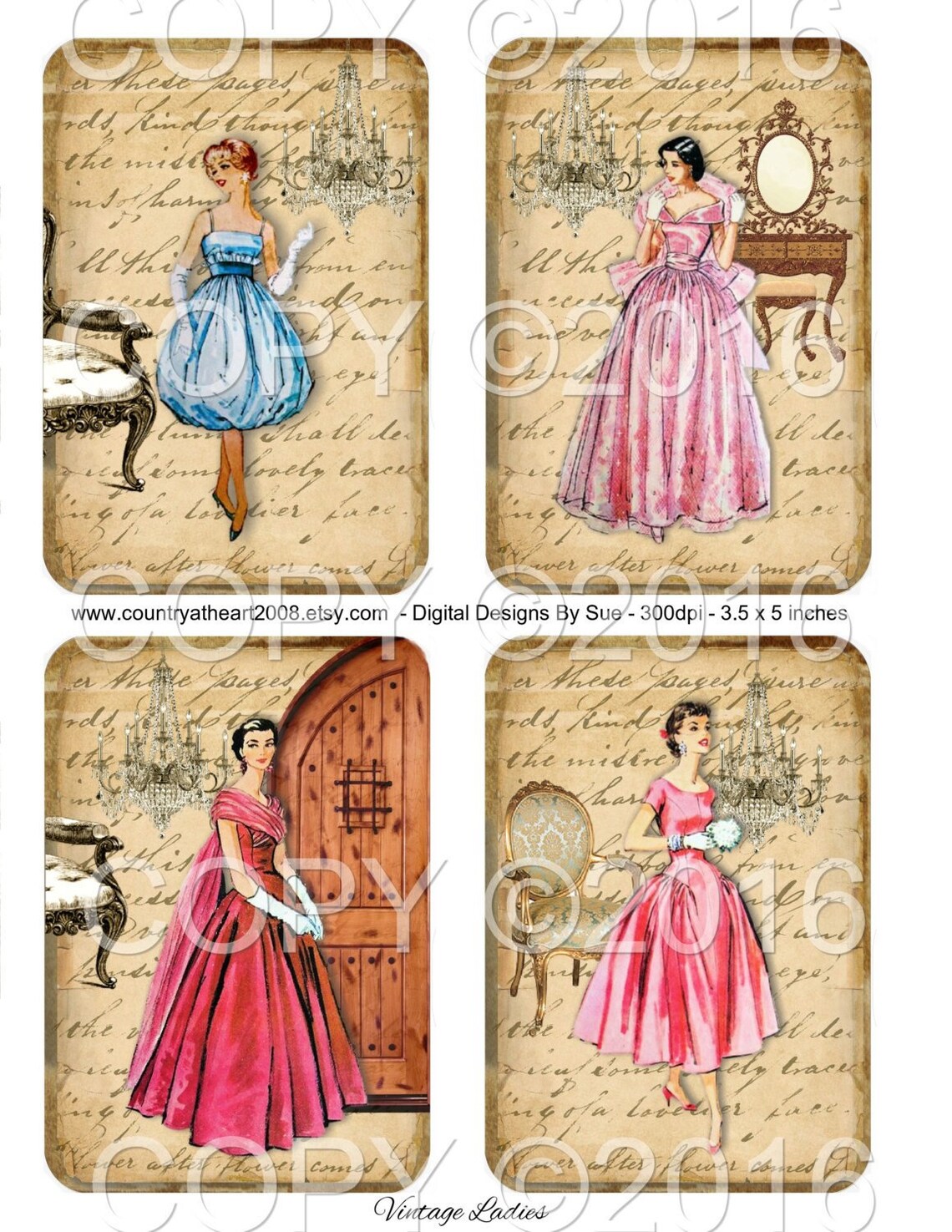 Instant Download Vintage Ladies Printable Digital Collage | Etsy