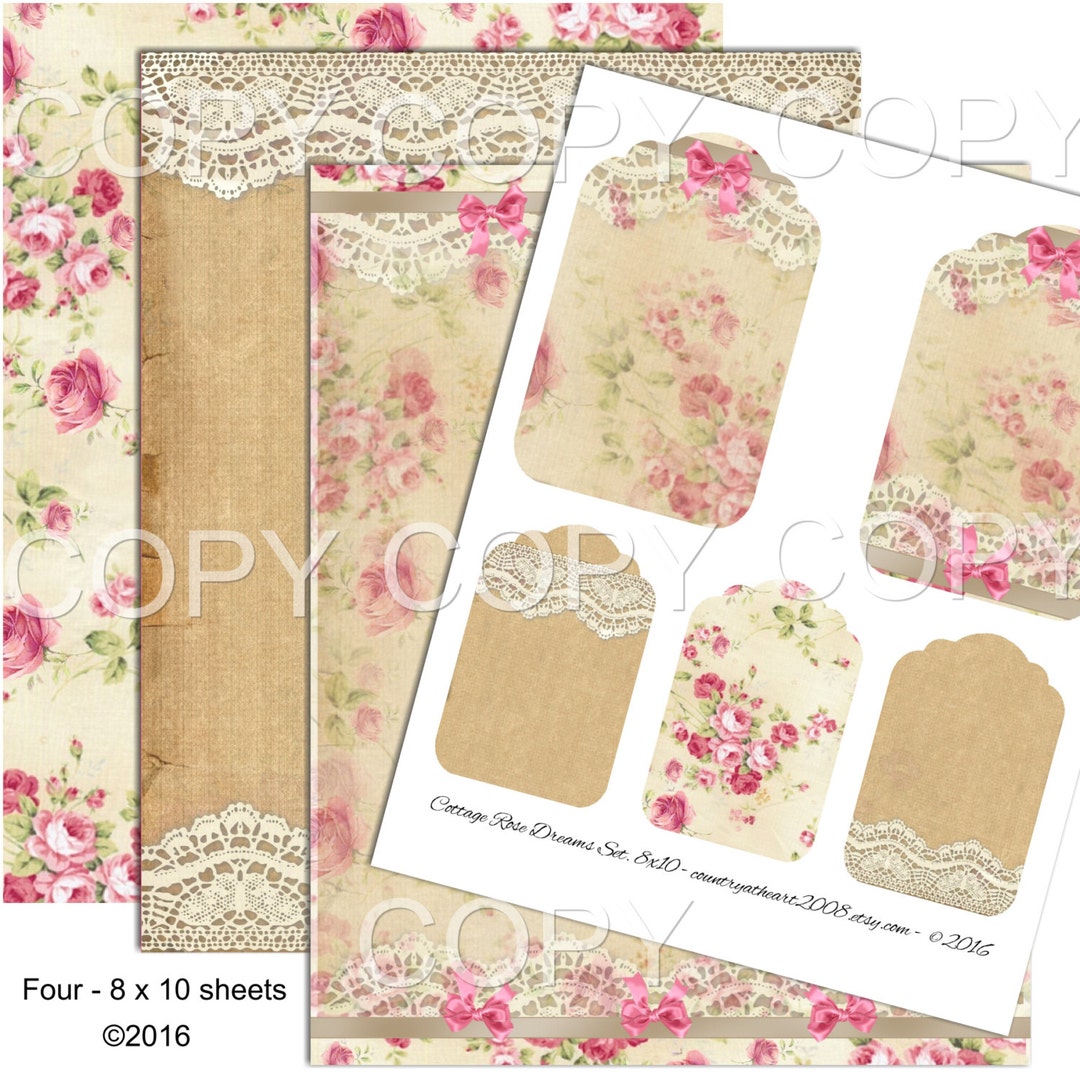 Cottage Rose Dreams Paper Pack - Printable Digital Collage Sheet ...
