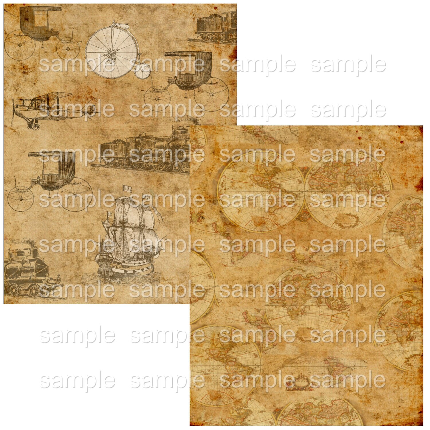 6 Printable Papers Travel Paper Pack Digital Printable | Etsy