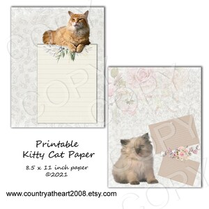 Kitty Cat Papers 6 Full Size Sheets of Printable Papers Digital ...