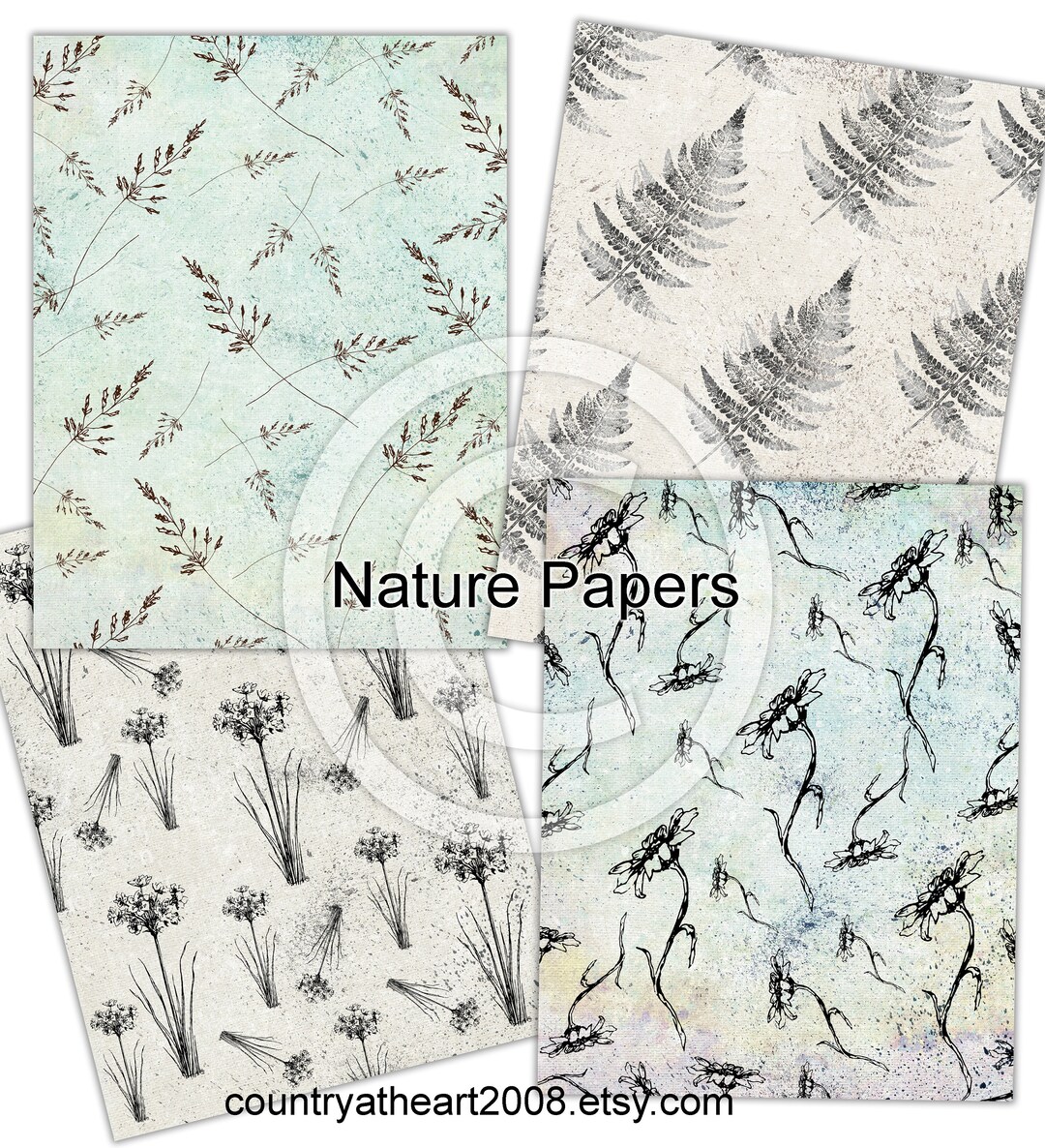 Nature Papers - Full Size Sheets of Printable Paper - Digital Download ...