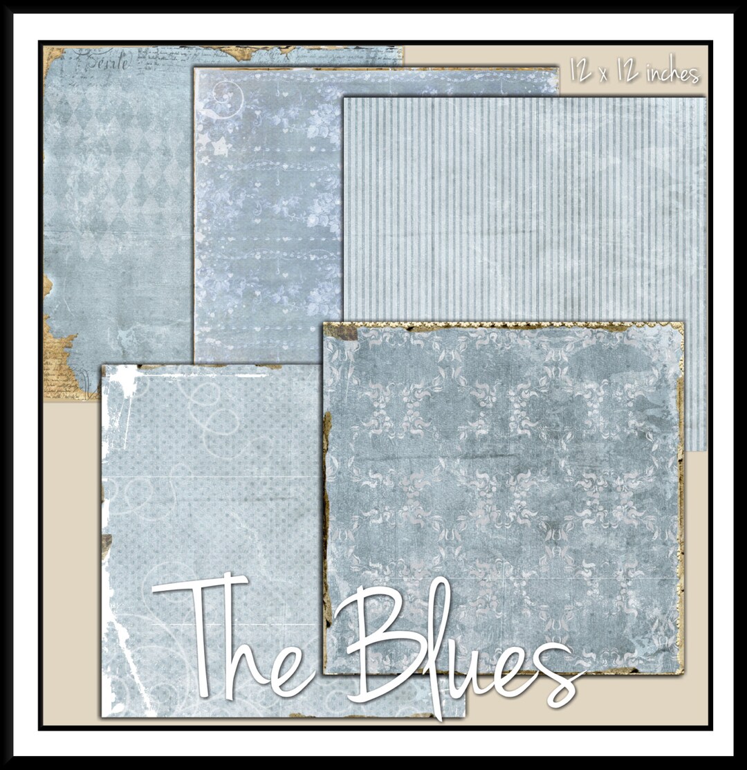 12x12 Inch the Blues Paper Pack - Printable Collage Sheets -download ...