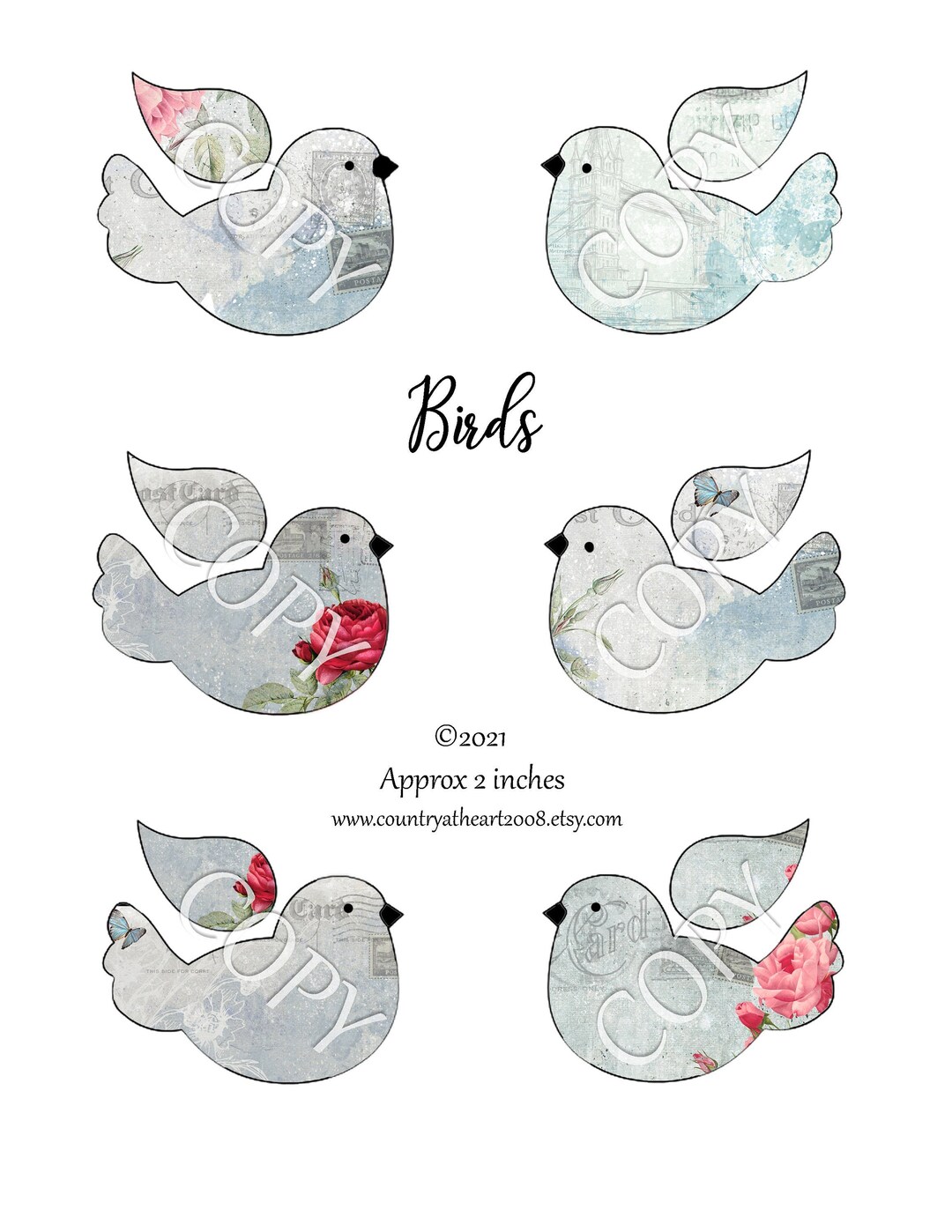 Birds - Tags - Transfer Patterns - High Quality Collage Sheet ...