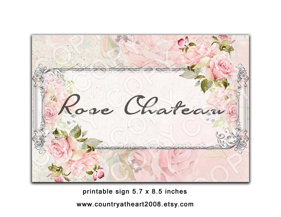 Rose Chateau Printable Sign - Collage Sheet - Printable Download ...