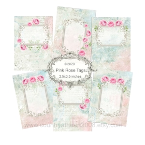 Instant Download - Pink Rose Tags - Digital Download - Printable ...