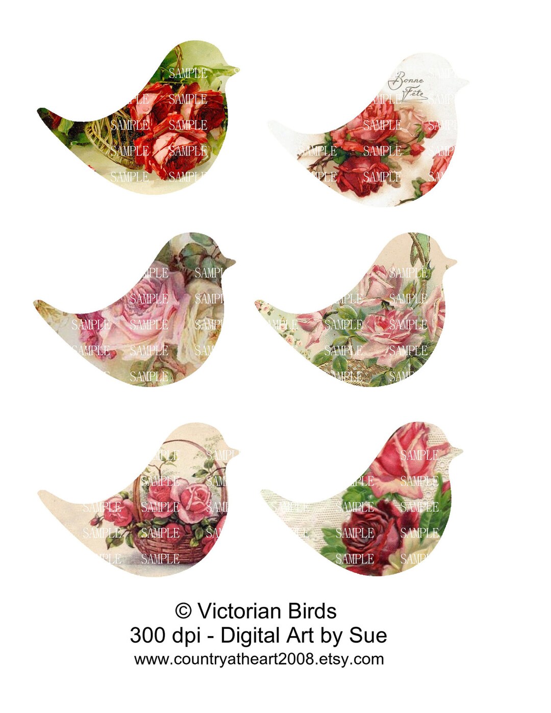Victorian Birds - Transfer Patterns - High Quality Collage Sheet ...
